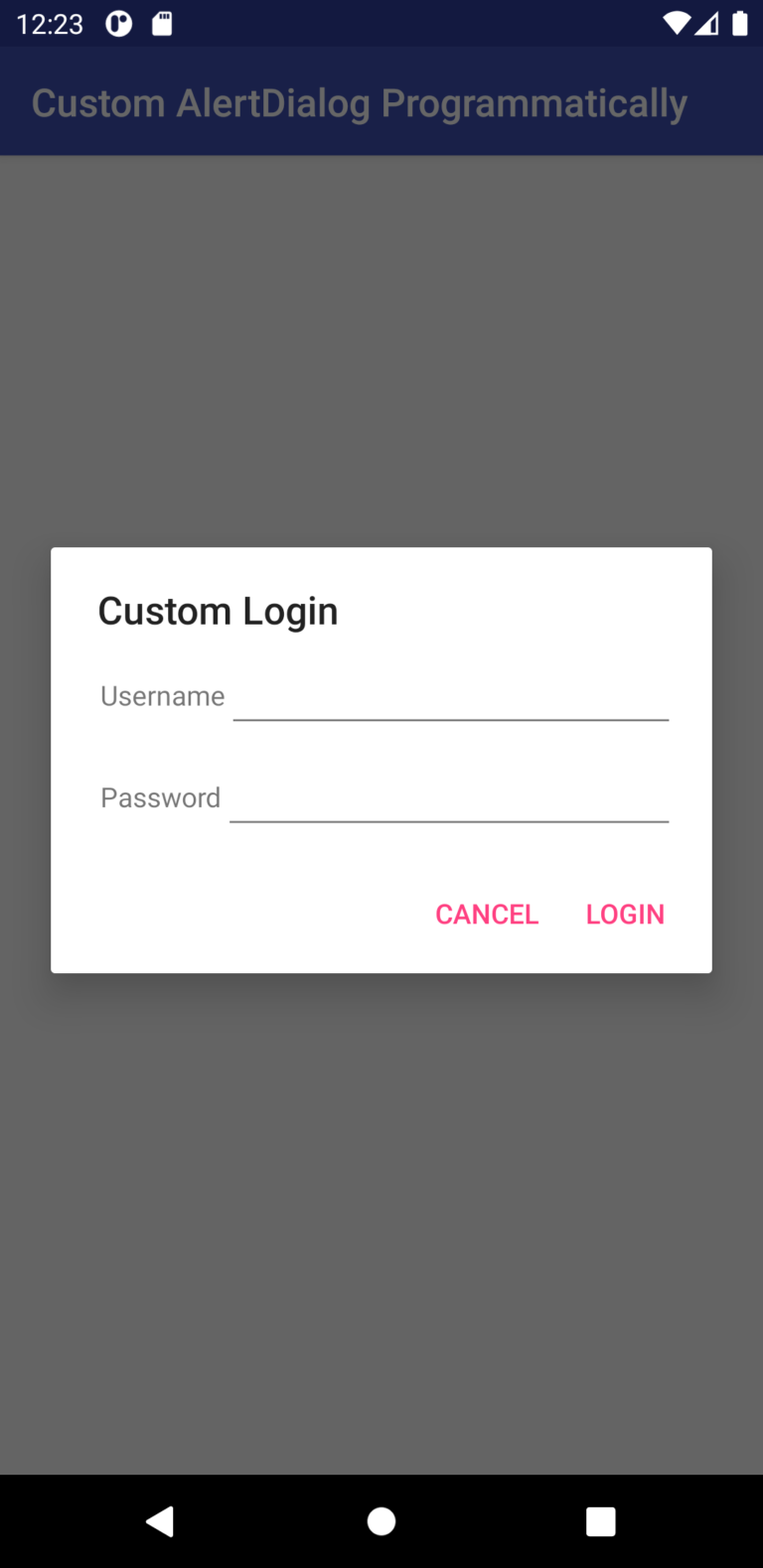 Create AlertDialog with complex custom layout programmatically | PCSalt